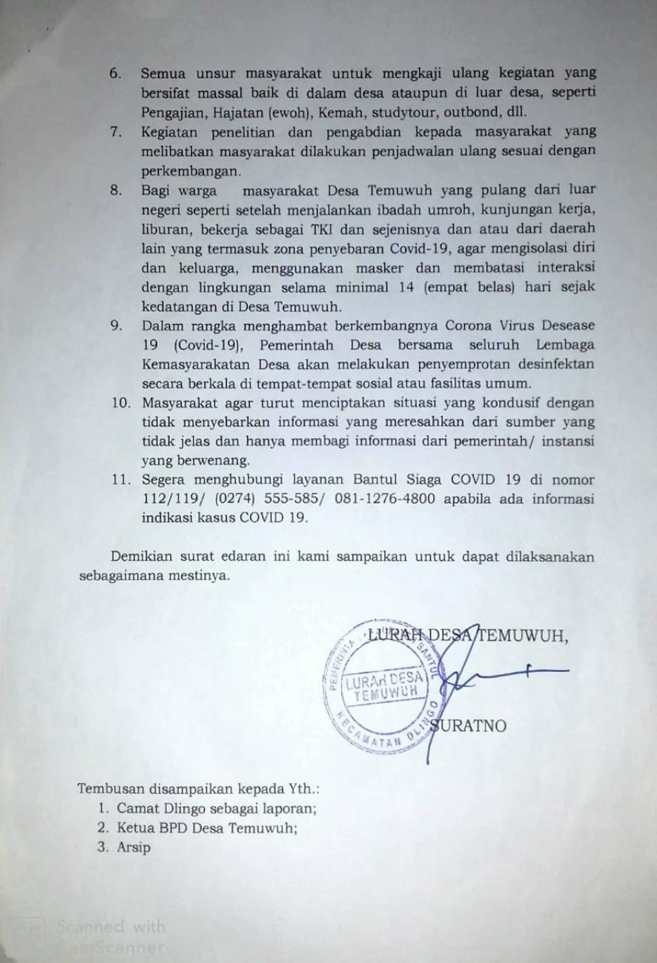 SURAT EDARAN PEMERINTAH DESA TEMUWUH TANGGAP COVID-19 - Website ...